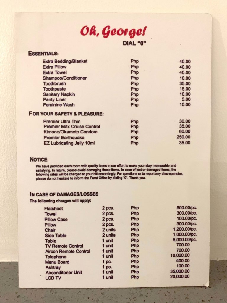 Oh, George! ネーミングセンスが冴えるダバオのラブホ│DavaOnline